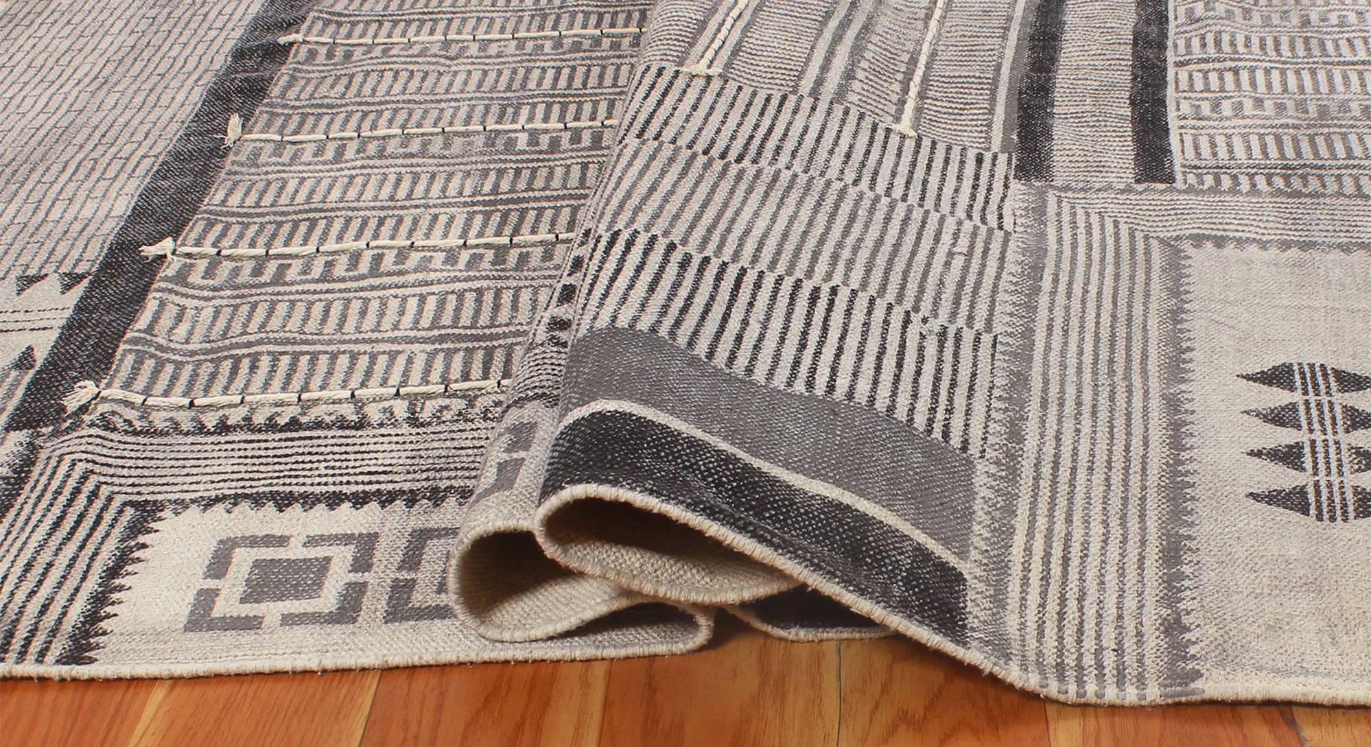 Grey Geometric Woven Cotton Dhurrie - Urban Ladder