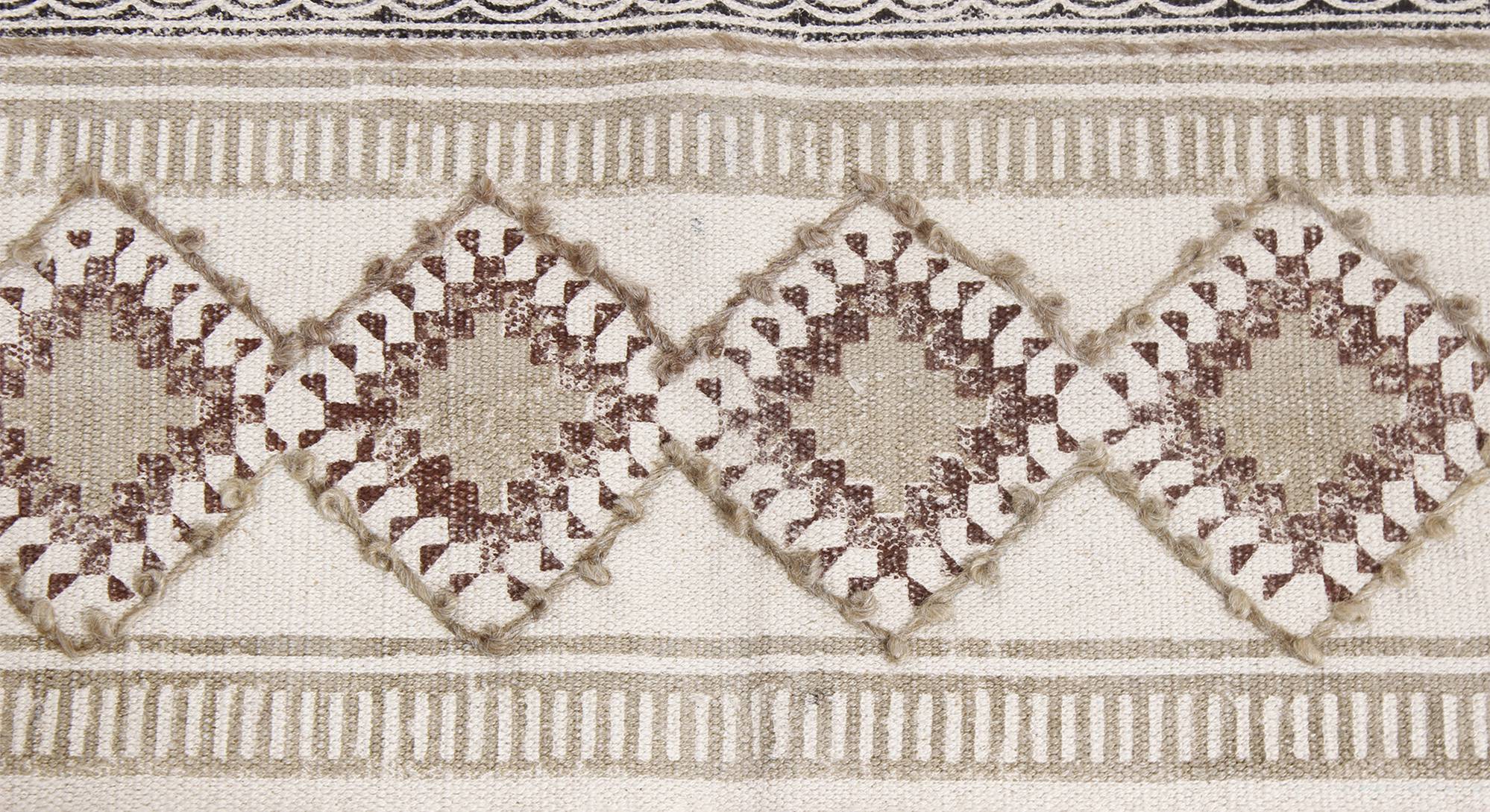 Brown Geometric Woven Cotton Dhurrie - Urban Ladder