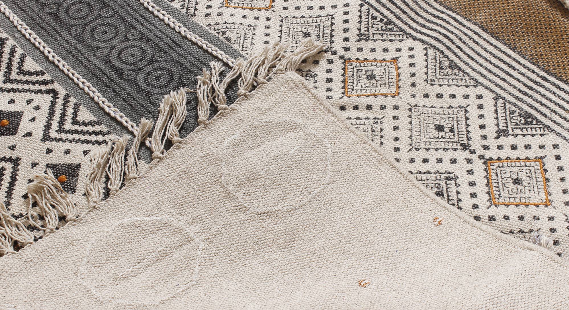 Brown Geometric Woven Cotton Dhurrie - Urban Ladder