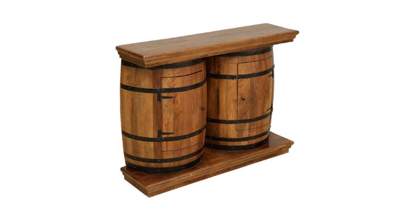 Ajeya Solid Wood Free Standing Bar Cabinet in Provincial Teak Finish ...