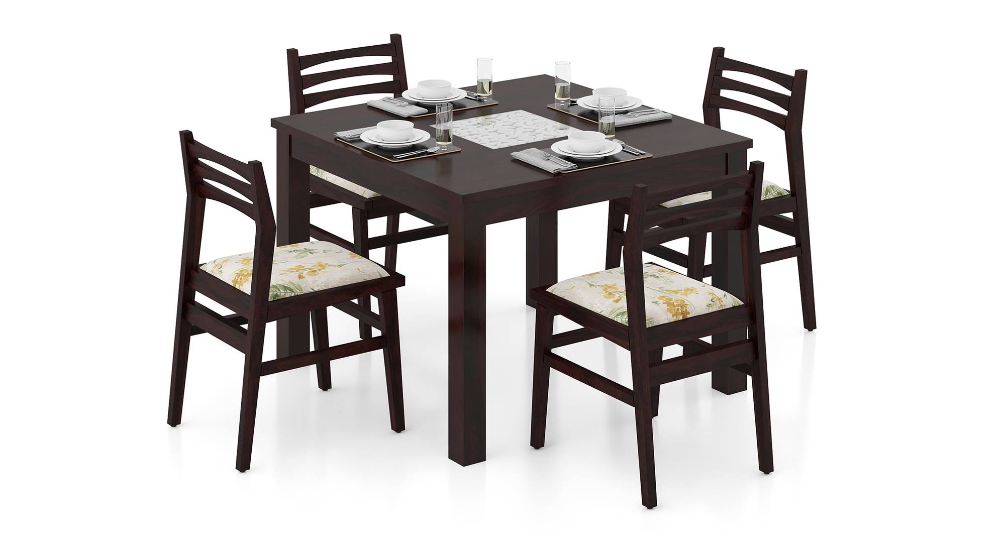 Brighton Solid Wood 4 Seater Table With Set of 4 Leon Chairs - Urban Ladder