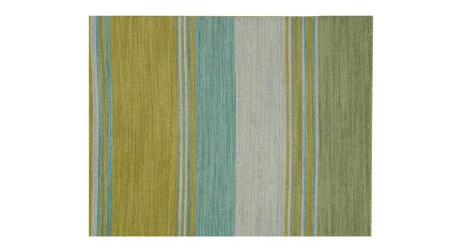 Green Stripes Flat Weave Wool Dhurrie - Urban Ladder