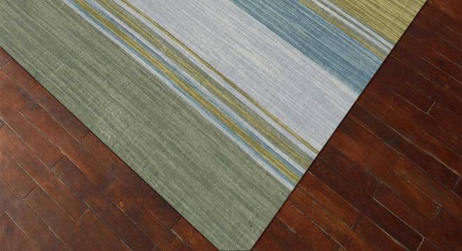 Green Stripes Flat Weave Wool Dhurrie - Urban Ladder
