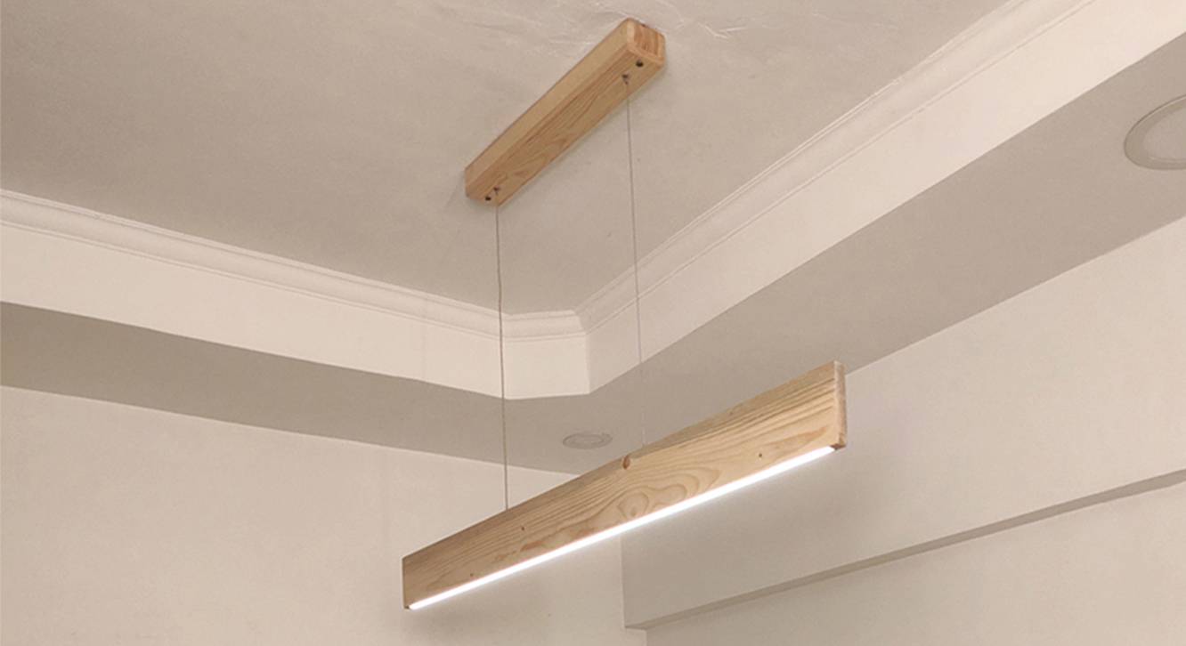 Slimline 48 Beige Solid Wood Single Hanging Light - Urban Ladder
