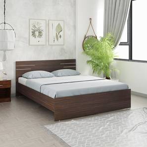 Asher Engineered Wood Queen Size Non Storage Bed in Choco Walnut Finish ...