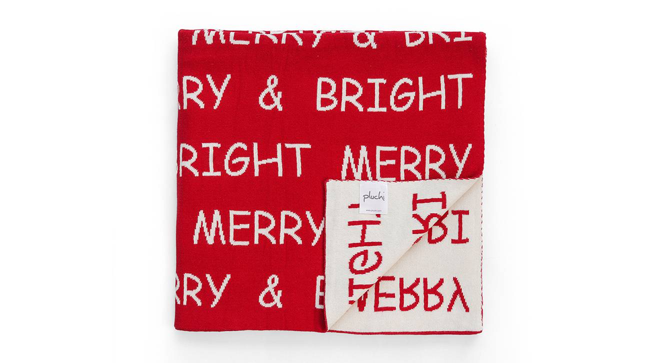Merry And Bright Red & Natural Cotton Throw - Urban Ladder