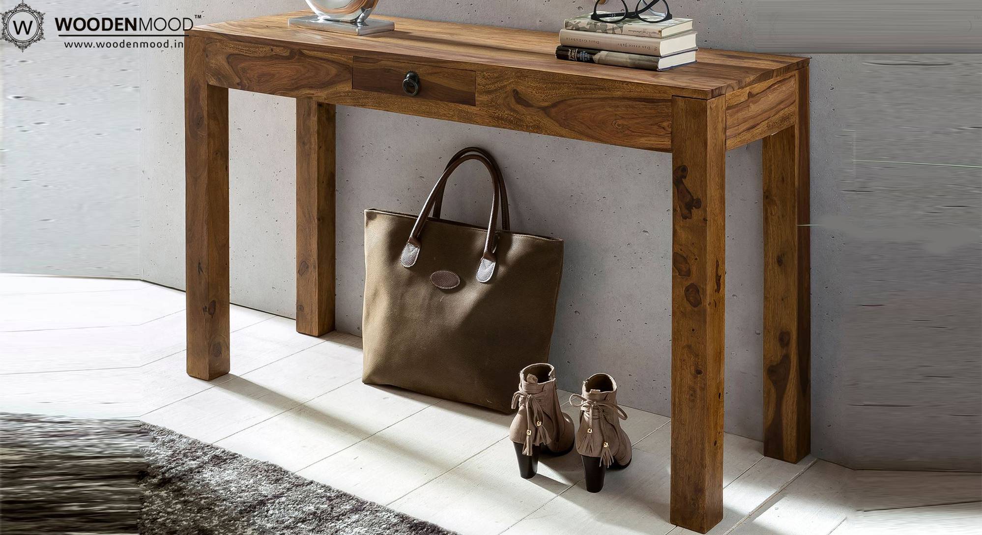 Brindley Solid Wood Console Table in Honey Oak Finish - Urban Ladder