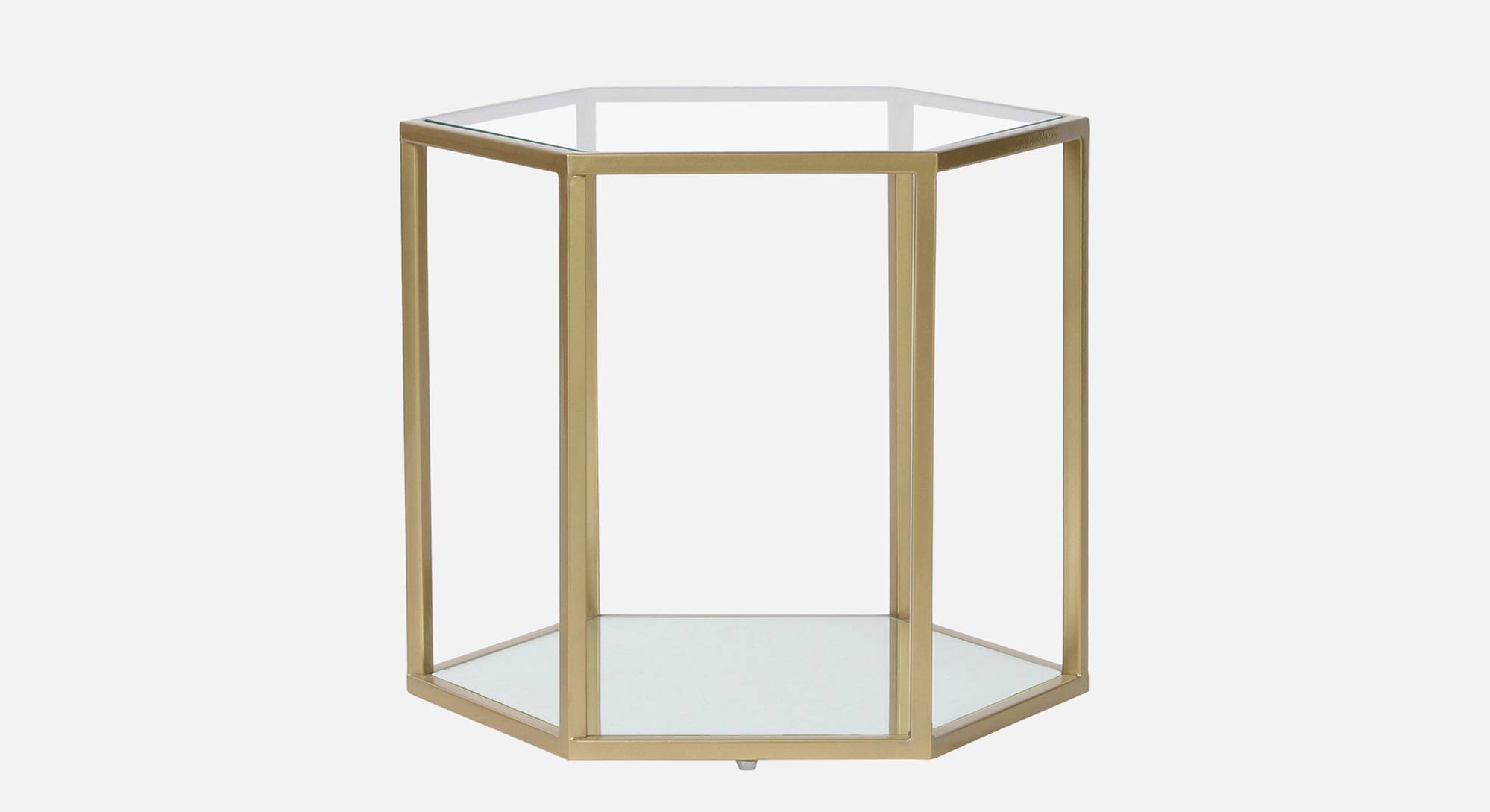 Menton Metal Side Table in Golden Finish - Urban Ladder