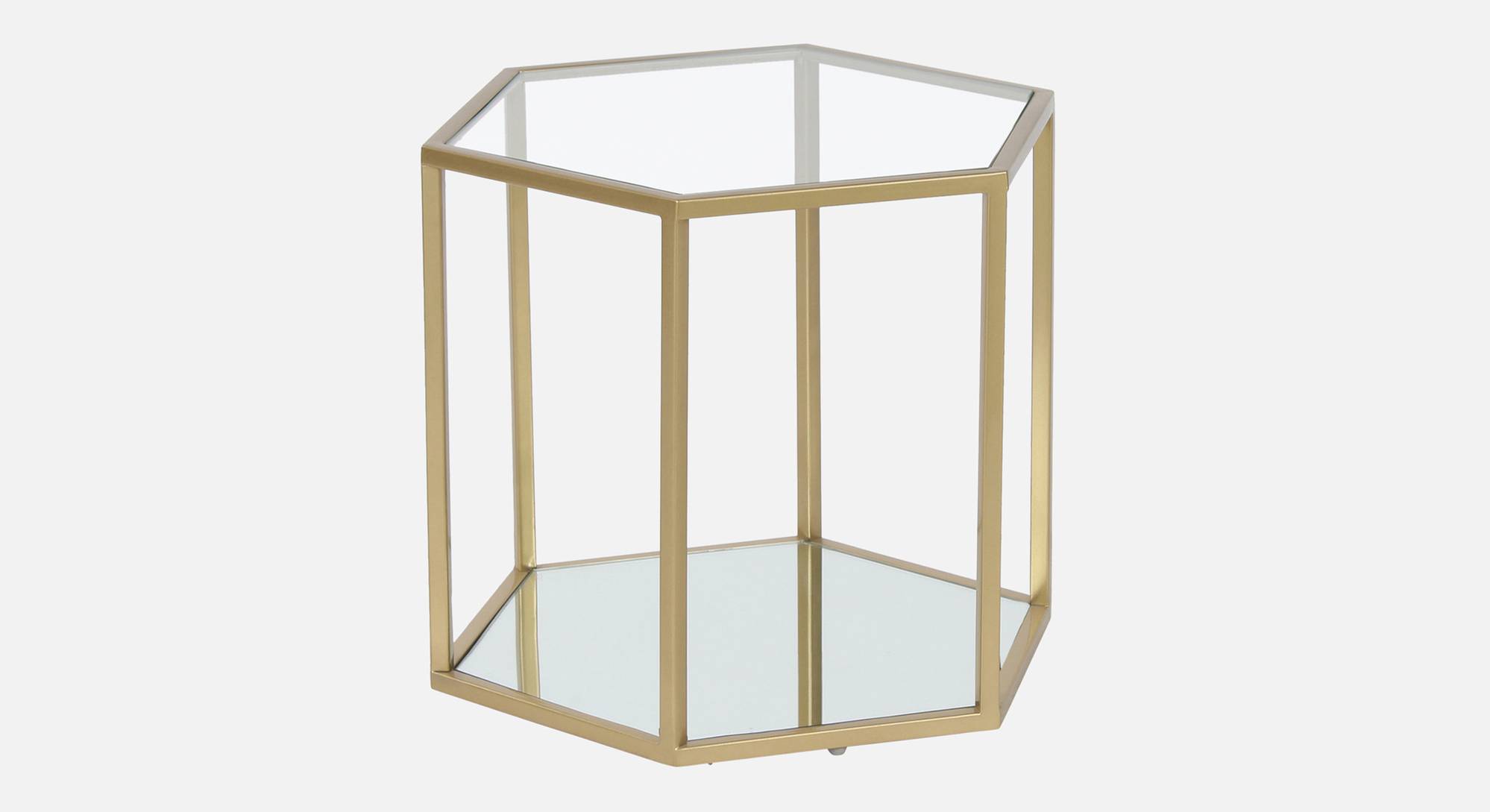 Menton Metal Side Table in Golden Finish - Urban Ladder