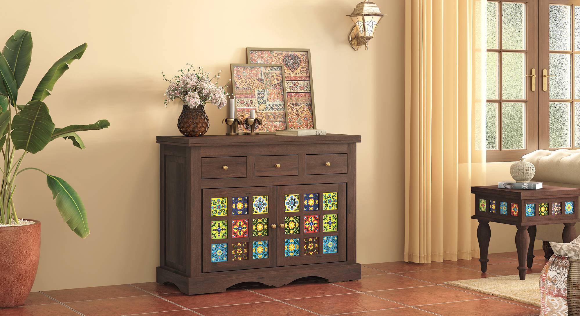 Azul Solid Wood Sideboard in Brushed Bali Oak Finish - Urban Ladder