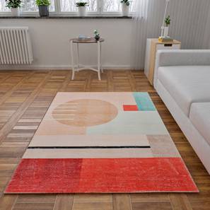 Multicolor Geometric Machine Made Cotton 4 X6 Feet Carpet - Urban Ladder