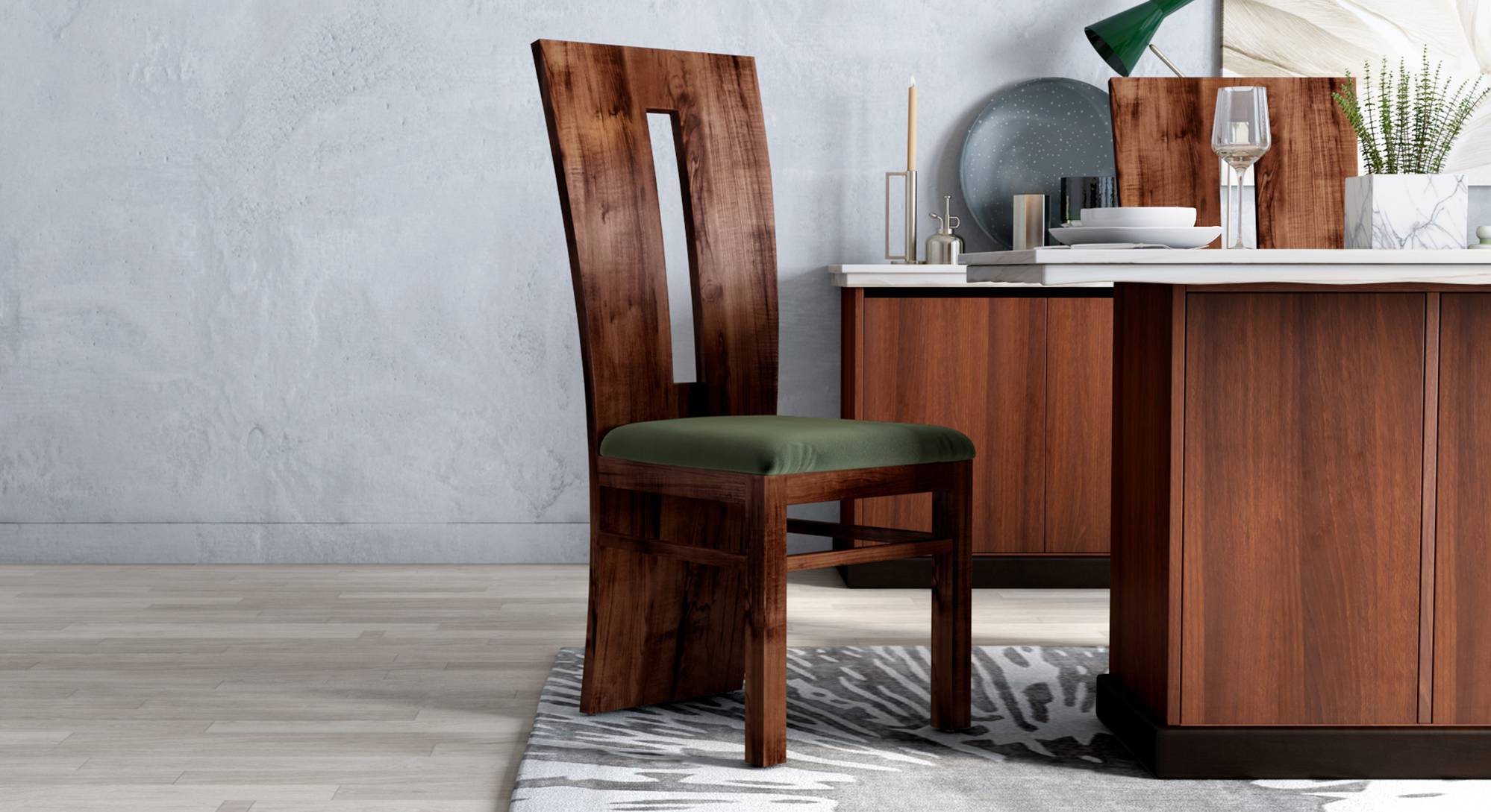 Eva Solid Wood Dining Chair set of 1 in Finish - Urban Ladder