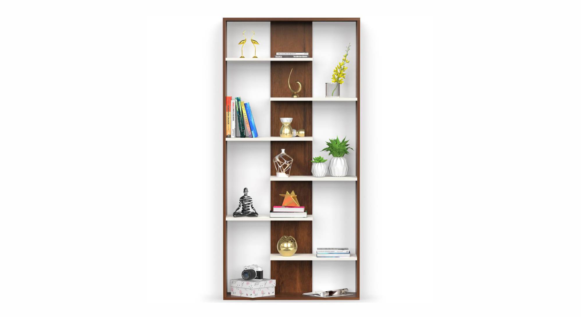 Maxelle Engineered Wood Bookshelf in Brown Maple & Beige - Urban Ladder