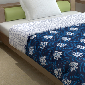 Blue Floral 120 GSM Micro Fiber Single Size Comforter - Urban Ladder