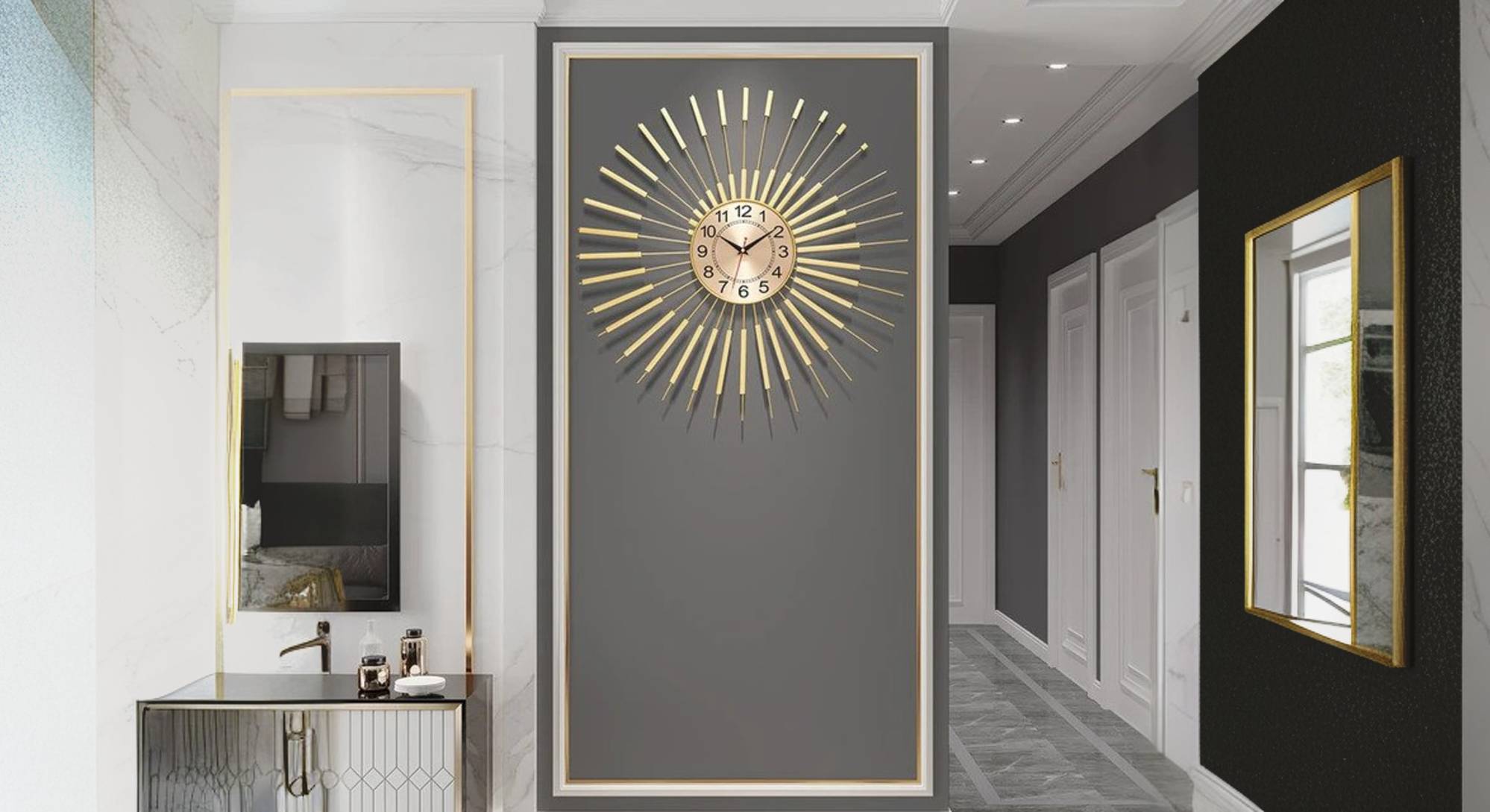 Gold Metal Round Analog Wall Clock - Urban Ladder