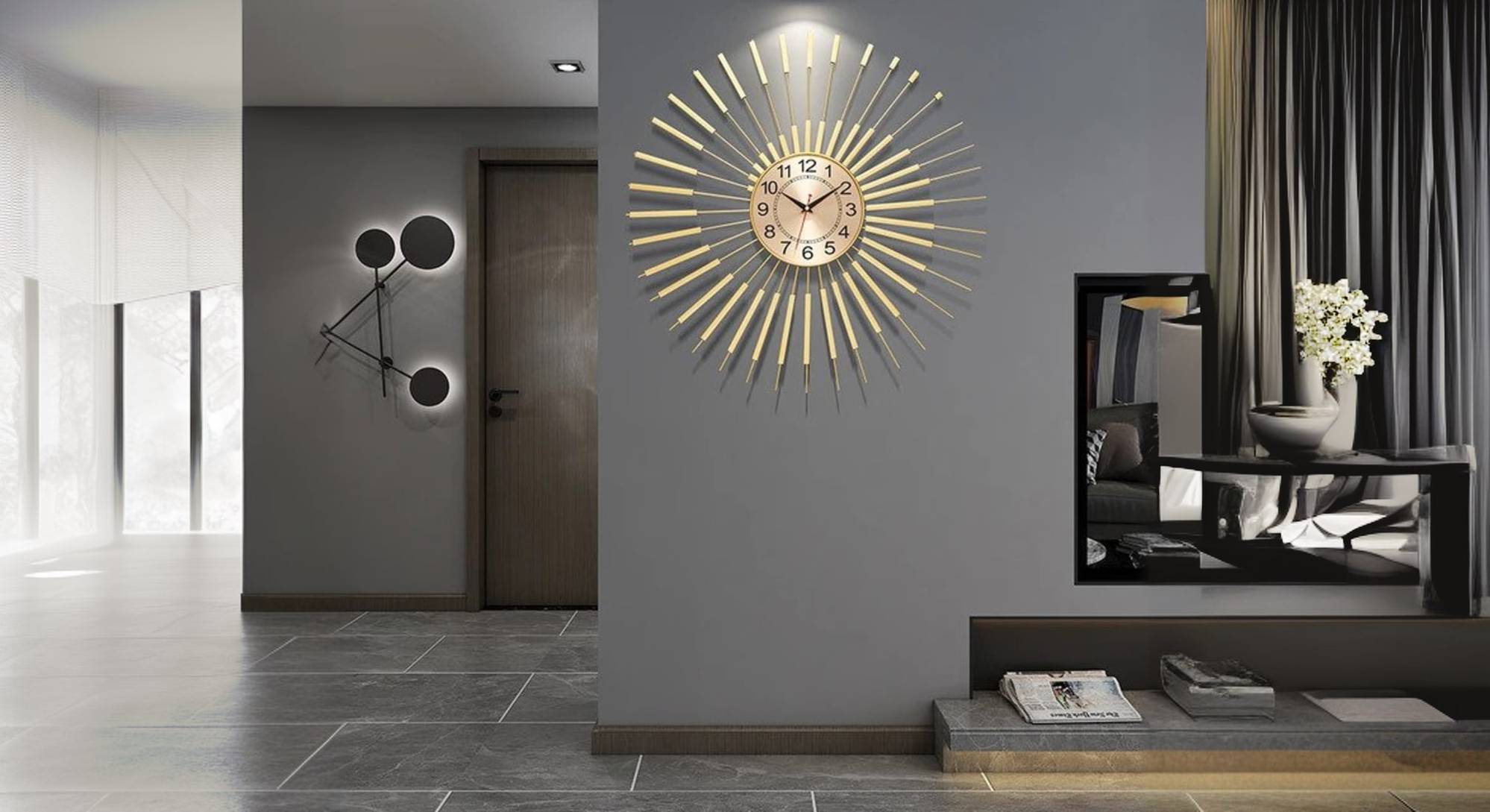 Gold Metal Round Analog Wall Clock - Urban Ladder