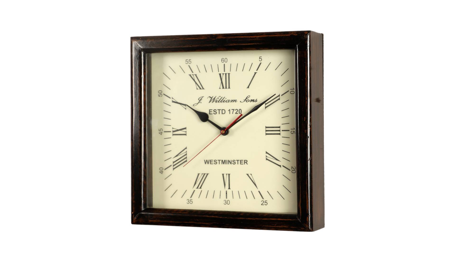 Brown Solid Wood Square Analog Wall Clock - Urban Ladder