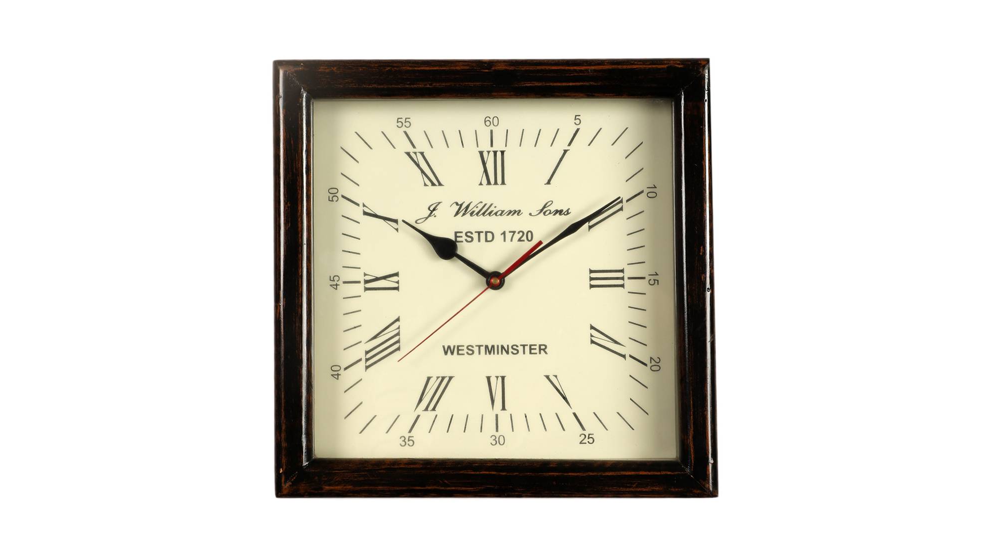 Brown Solid Wood Square Analog Wall Clock - Urban Ladder
