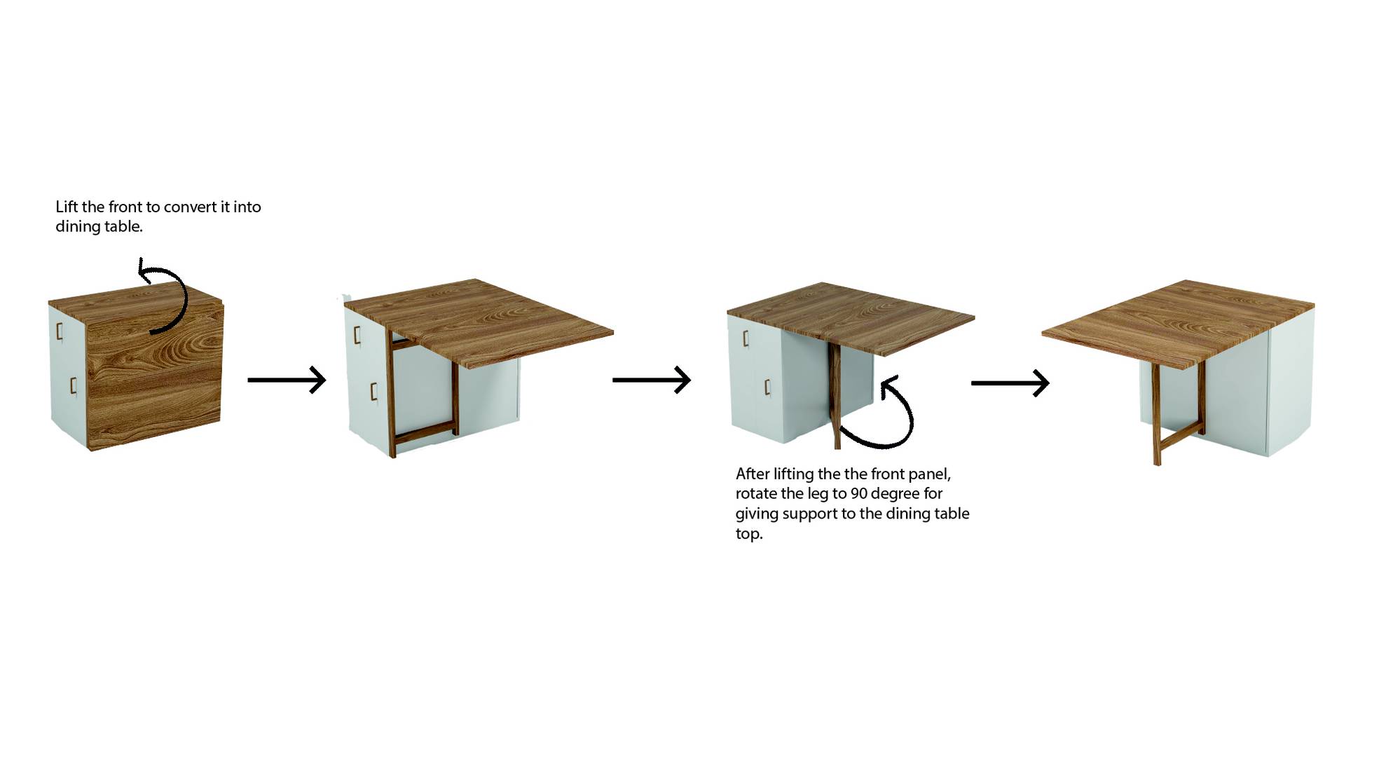 Space Saving Engineered Wood 2 Seater Dining Table with Set of Chairs ...