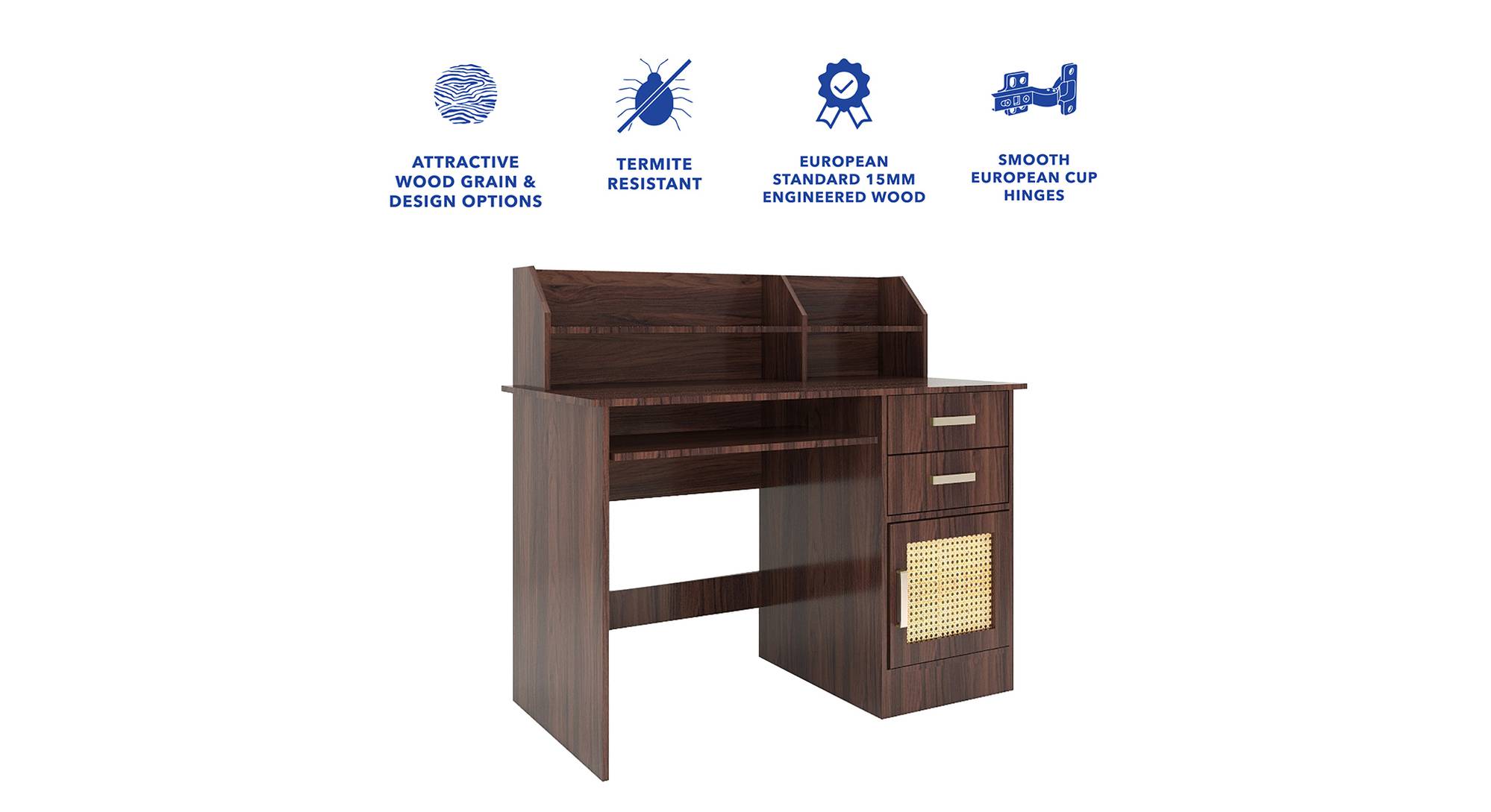 Shamon Engineered Wood Study Table in Walnut Finish - Urban Ladder