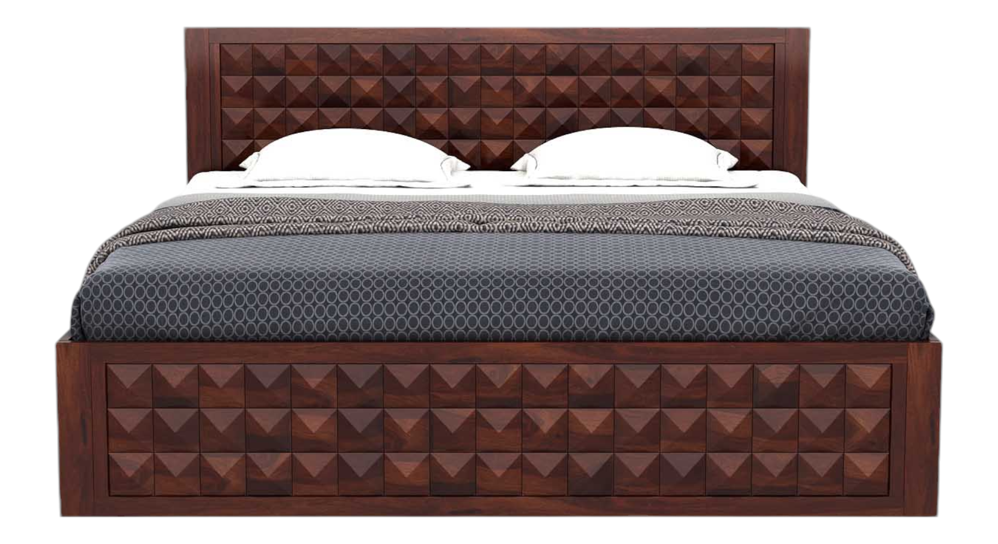 Phorma Solid Wood King Size Drawer Storage Bed in Walnut Finish - Urban Ladder