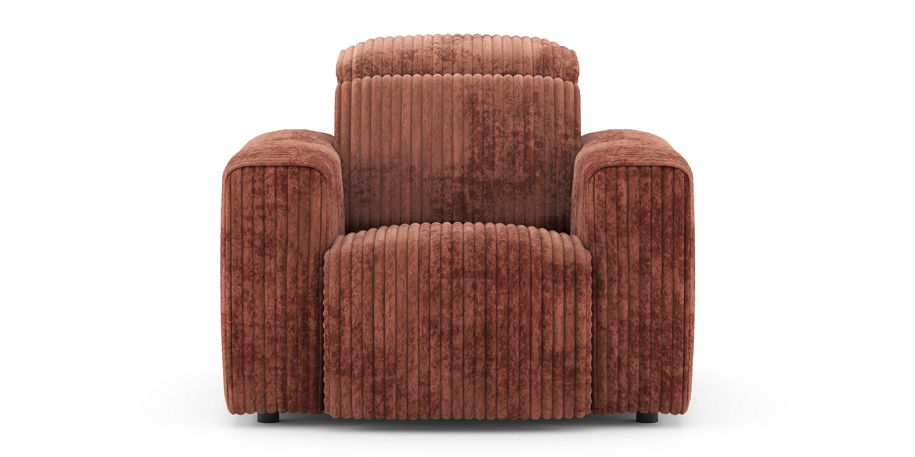 Gretta Fabric Sofa with Adjustable Headrest (Deep Russet) - Urban Ladder