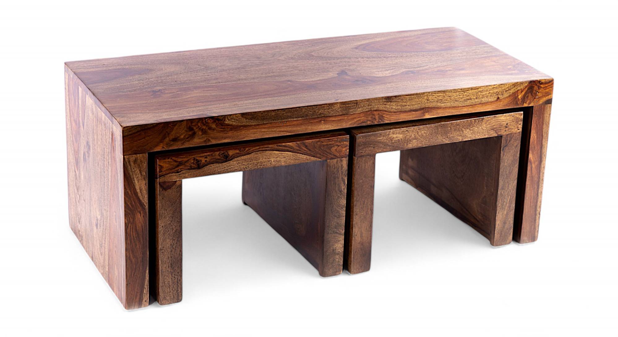 Robert Rectangular Solid Wood Coffee Table in Teak - Urban Ladder