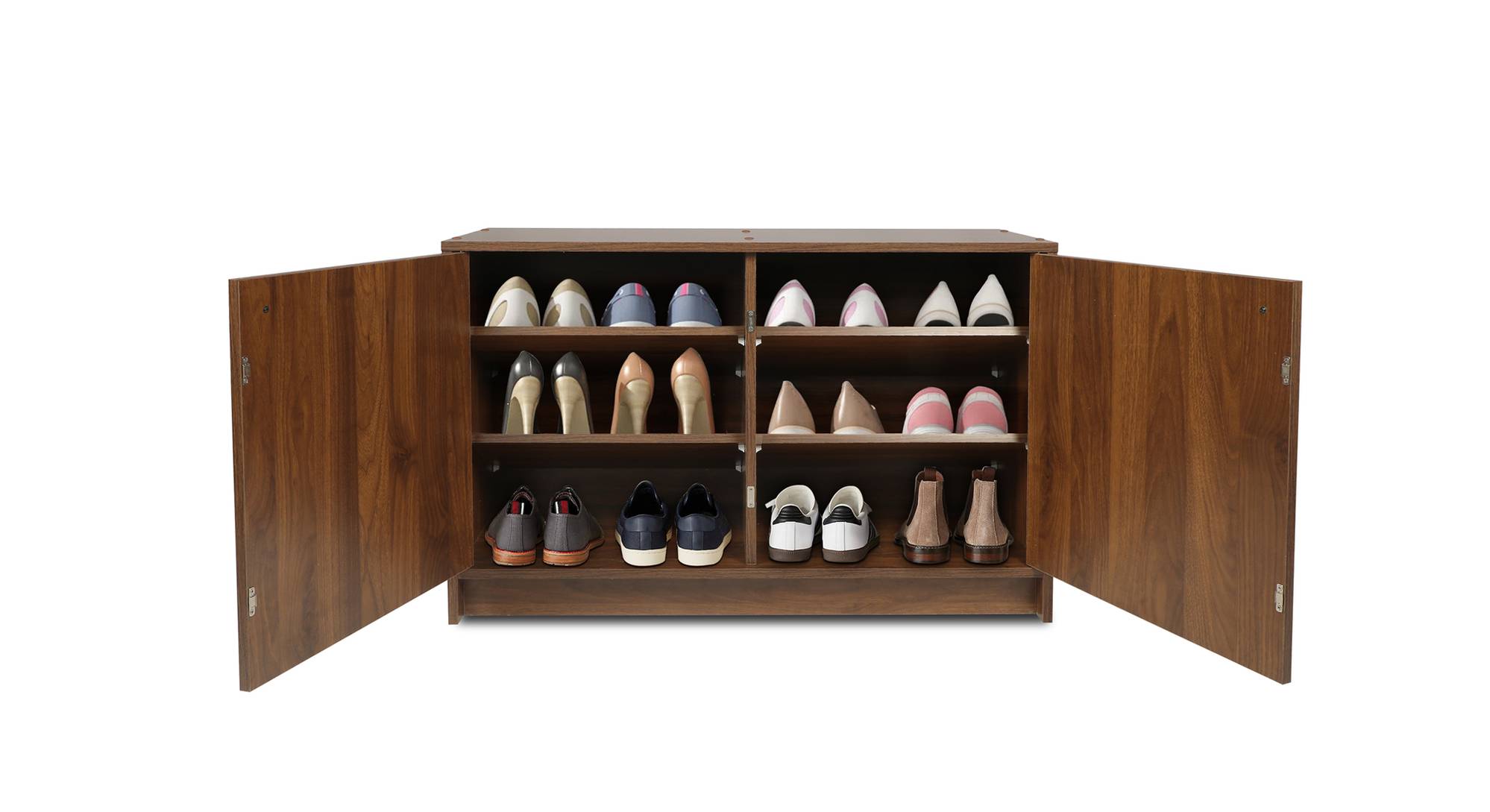 Engineered Wood Shoe Rack in Columbian Walnut Finish - Urban Ladder