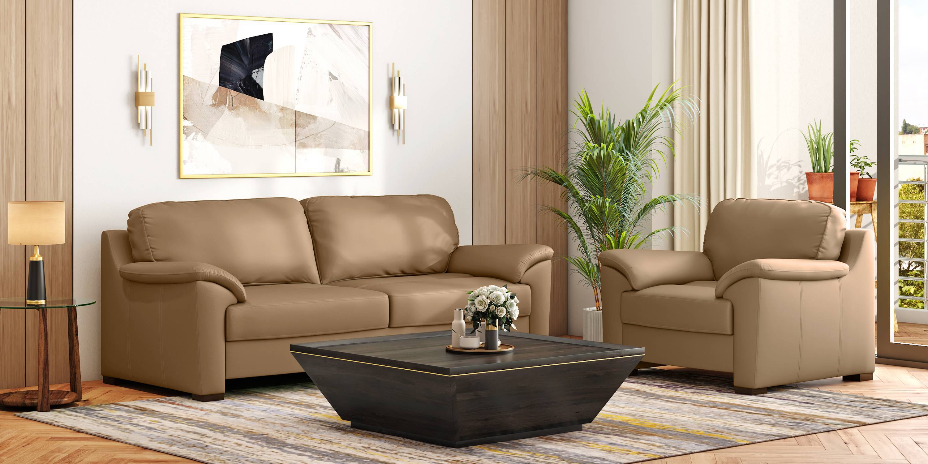 Farina Premium Italian Leather Sofa Ecru Italian Leather Urban Ladder